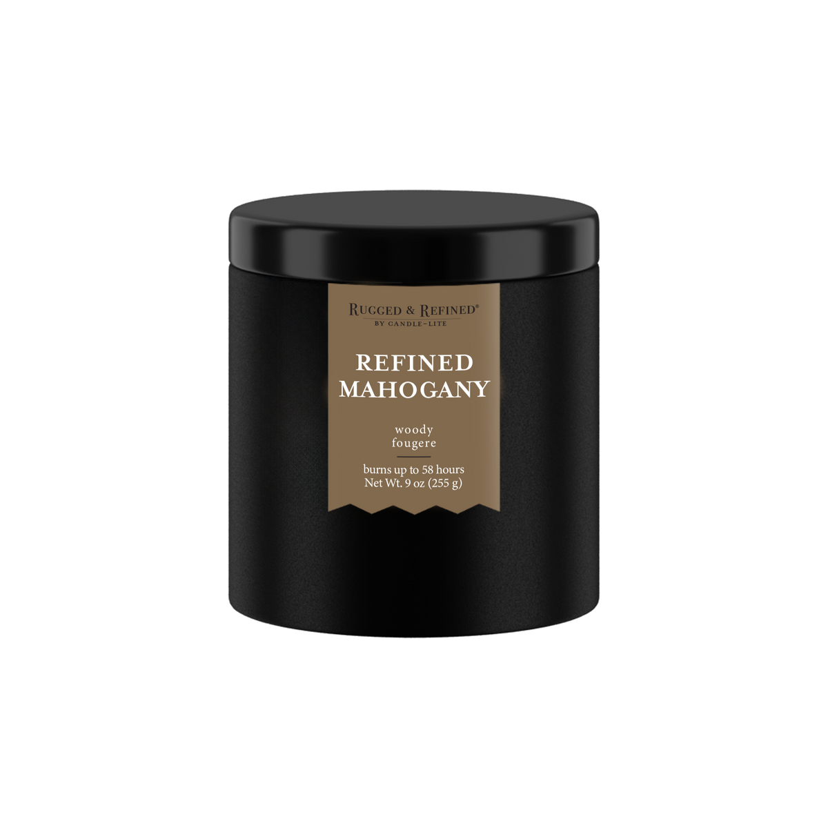 Refined Mahogany 9oz Black Tin Candle – Candle-lite Company