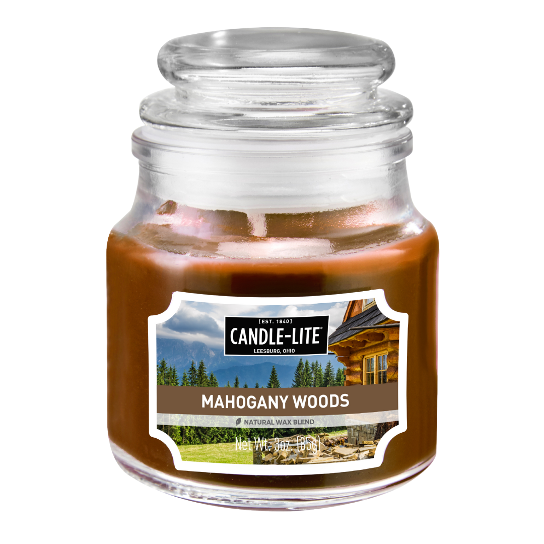 Mahogany Woods 3oz Jar Candle – Candle-lite Company