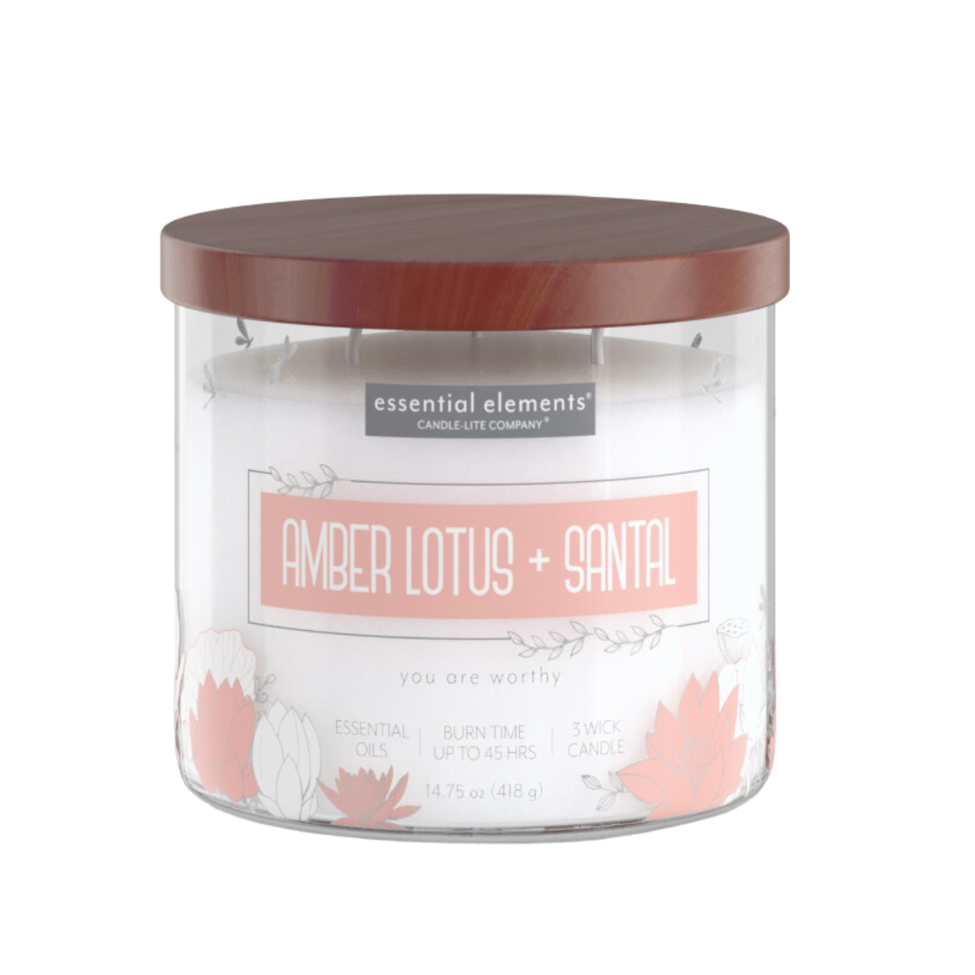 Amber Lotus & Santal 3-wick 14.75oz Jar Candle – Candle-lite Company